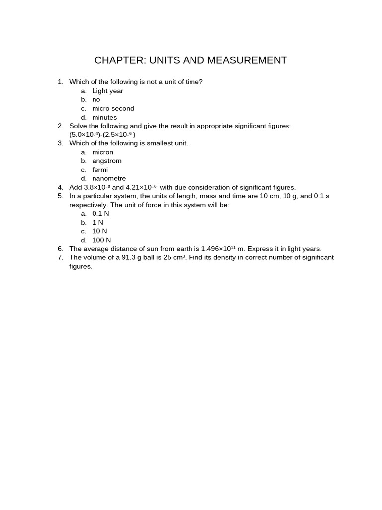 Units and Measurement | PDF