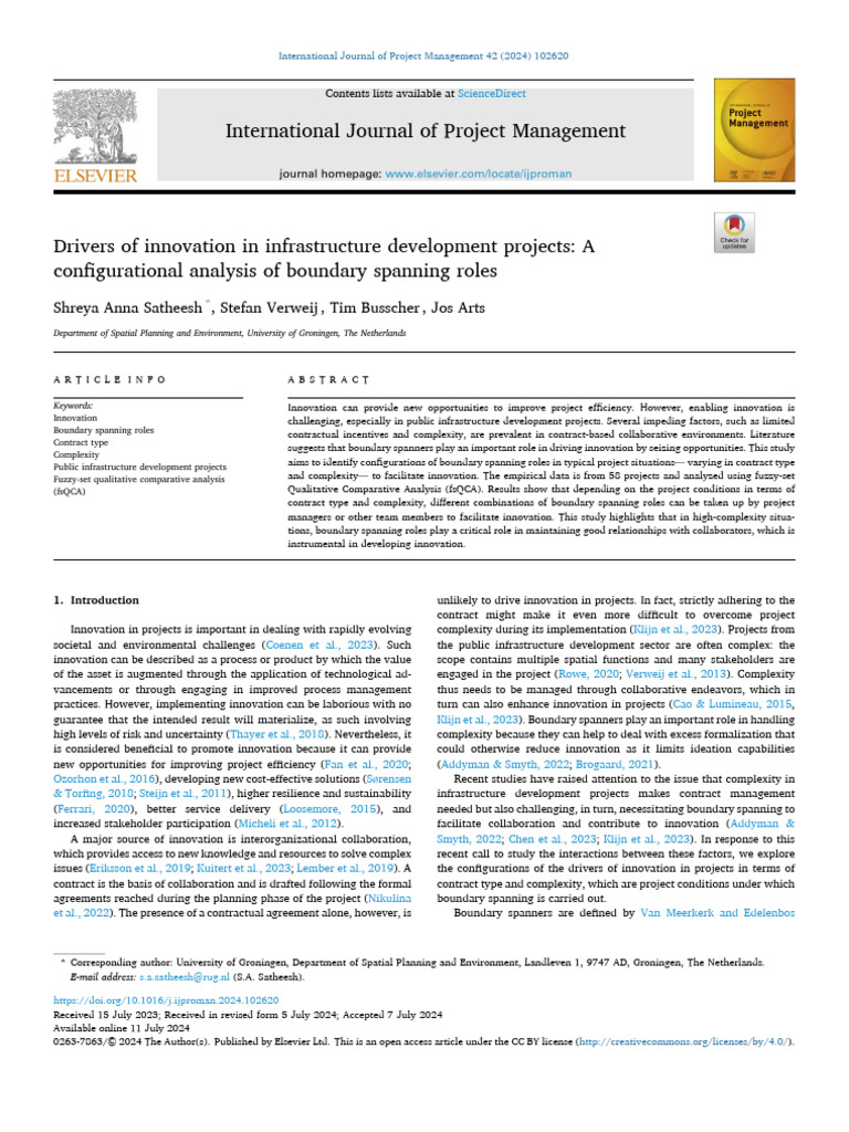 Drivers of Innovation in Infrastructure Development Projects | PDF | Survey Methodology | Innovation