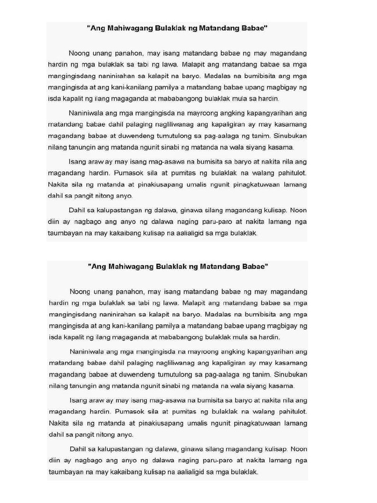 Short Story Tagalog and English | PDF