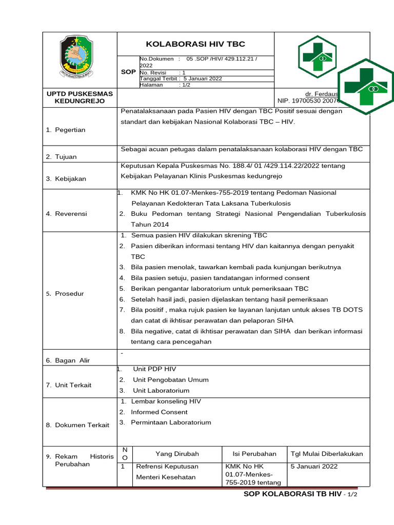SOP KOLABORASI HIV DAN TBC | PDF