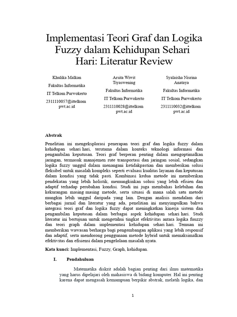 Implementasi Teori Graf Dan Logika Fuzzy Dalam Kehidupan Sehari Hari ...