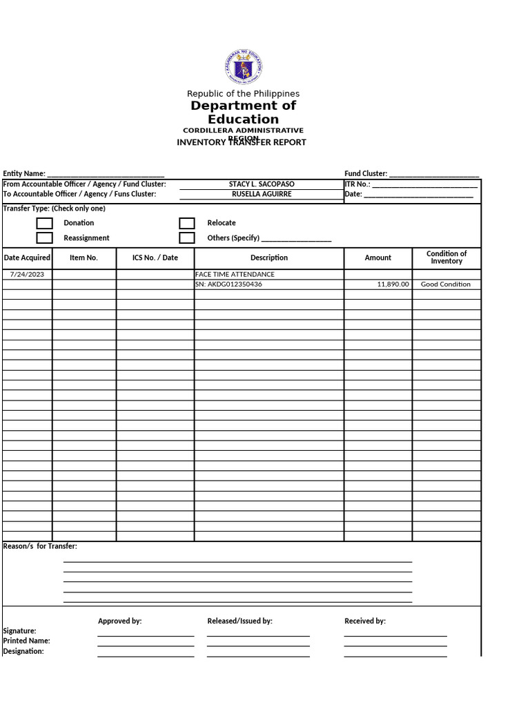Inventory Transfer Report | PDF