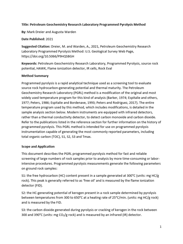 Programmed Pyrolysis Method Overview | PDF | Total Organic Carbon ...
