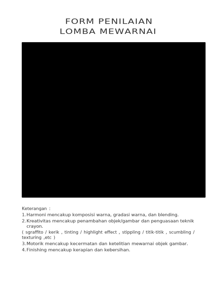 Form Penilaian Lomba Mewarnai | PDF