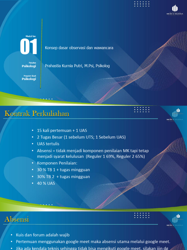 Observasi Dan Wawancara Psikologi (TM1) | PDF