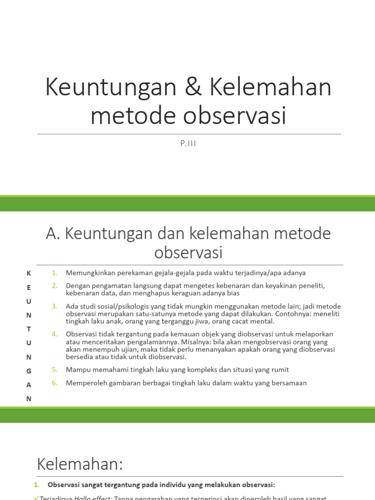 161 - 20231009112807 - P. 4. Keuntungan - Kelemahan Metode Observasi | PDF