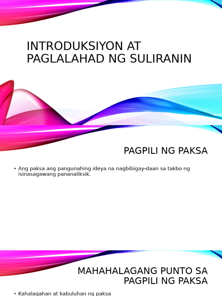 Introduksiyon at Paglalahad NG Suliranin | PDF