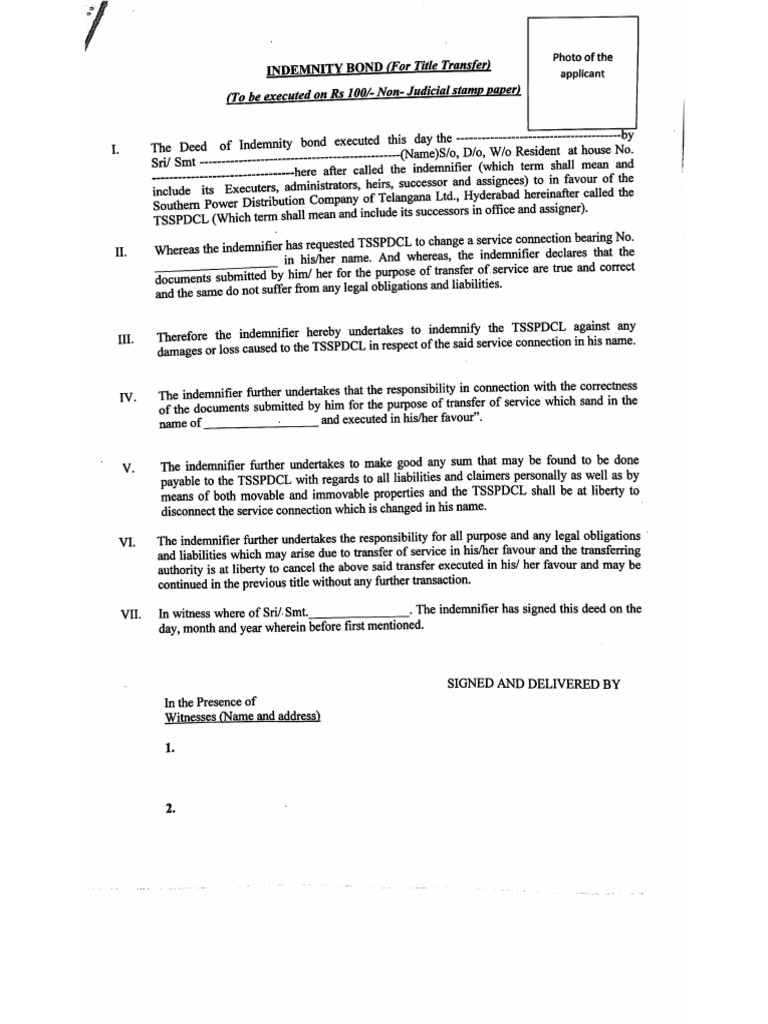 Indemnity Bond | PDF