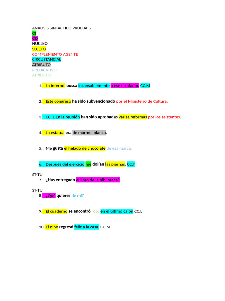Analisis Sintactico Prueba 5 | PDF
