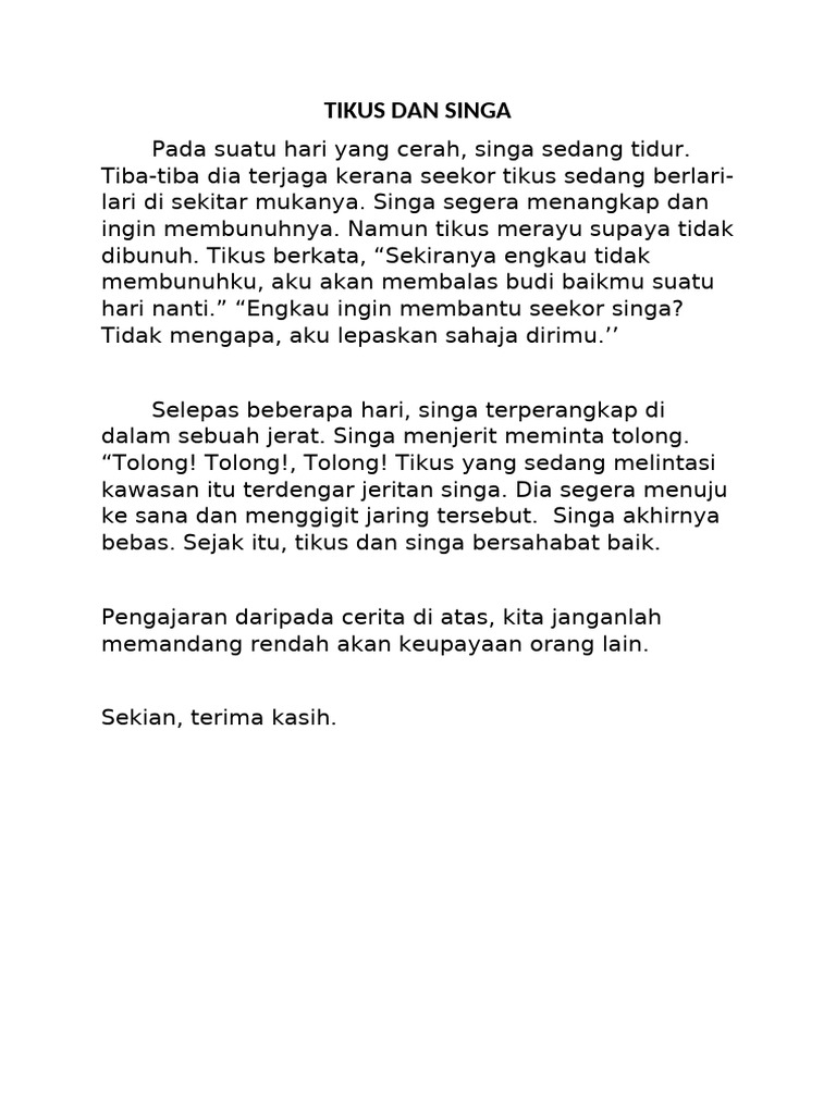 Cerita Tikus Dan Singa | PDF