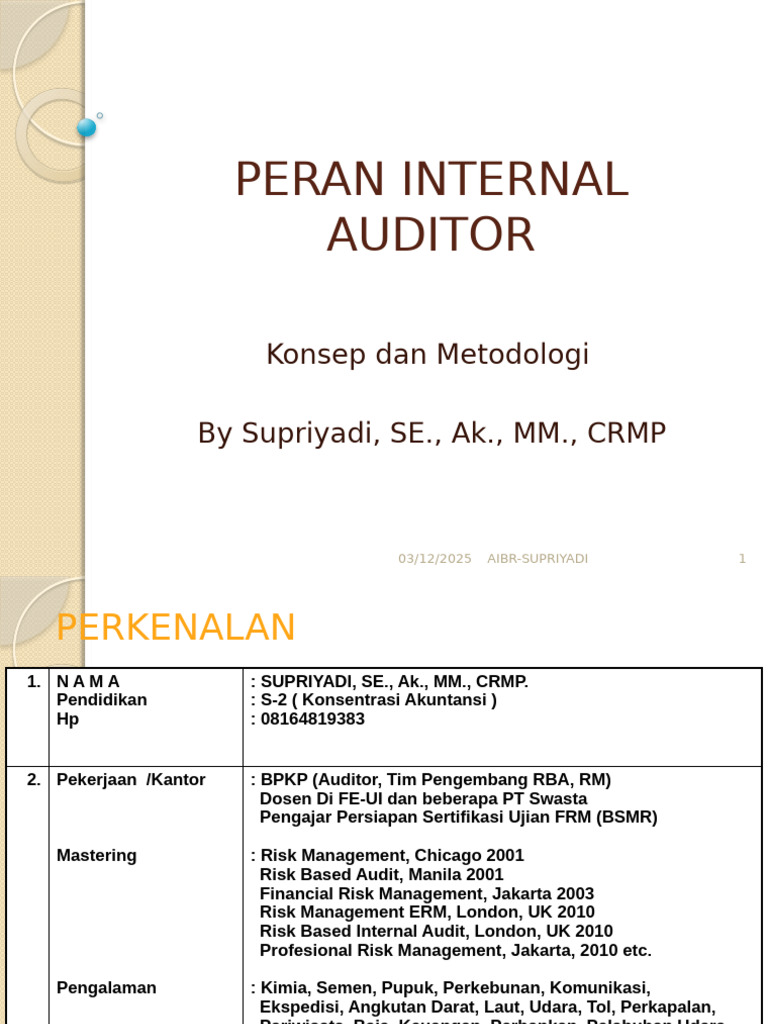 Peran Internal Auditor Tayang 1 | PDF