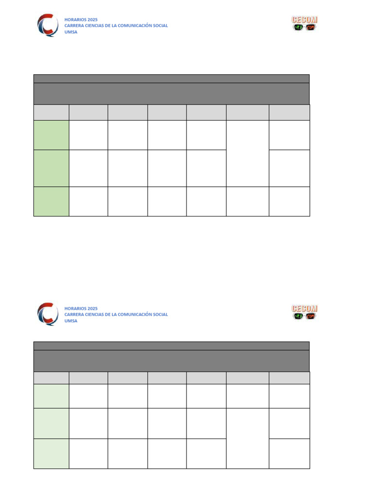 Horarios 2025 - Cecom | PDF | Comunicación