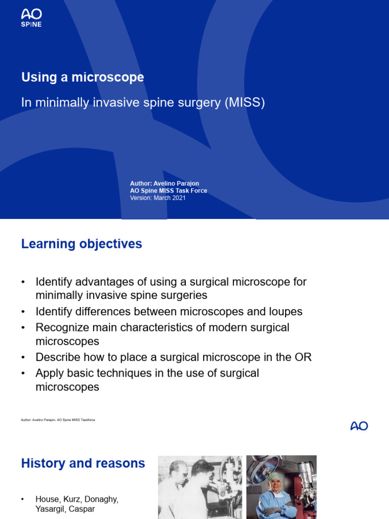 AO - Spine - MISS - Skills - Using - A - Microscope - 2021 | PDF ...