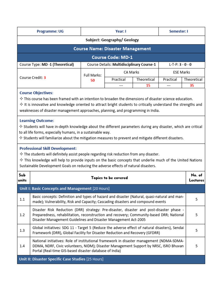 Geography of Disaster Management Course | PDF | Natural Disasters ...