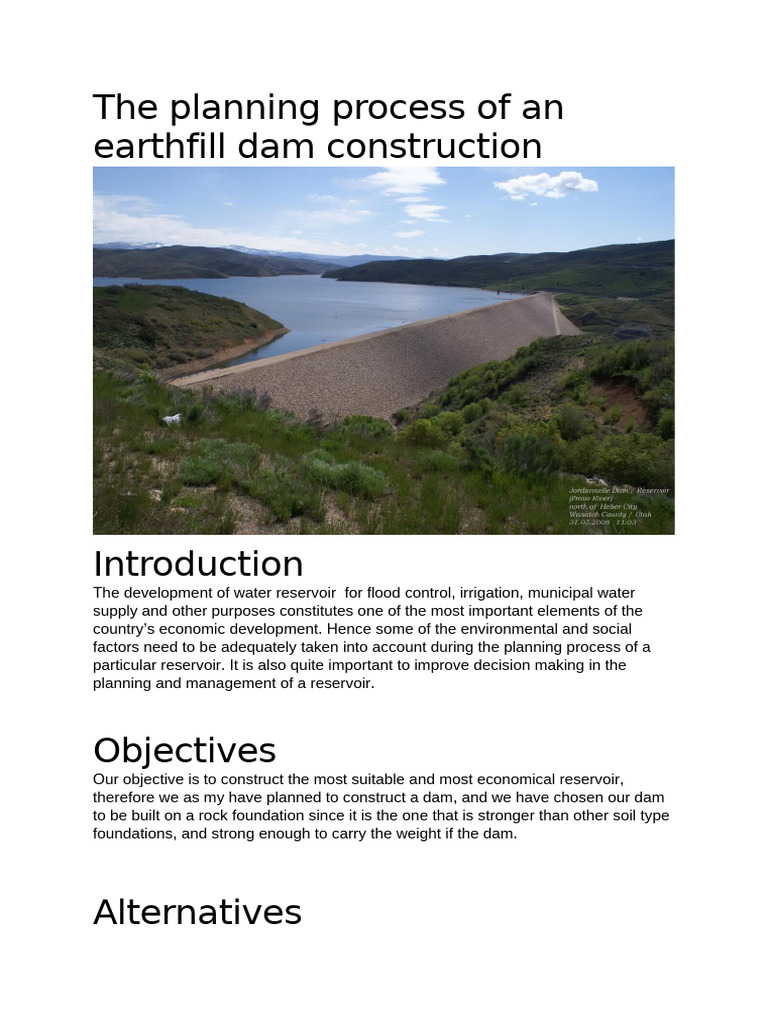Earthfill Dam Planning Process Guide | PDF | Dam | Foundation (Engineering)