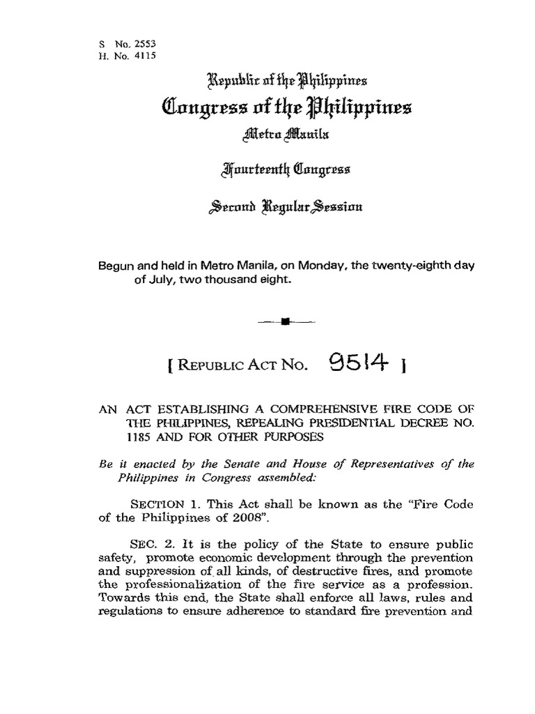 Ra 9514 | PDF | Fire Safety | Fires