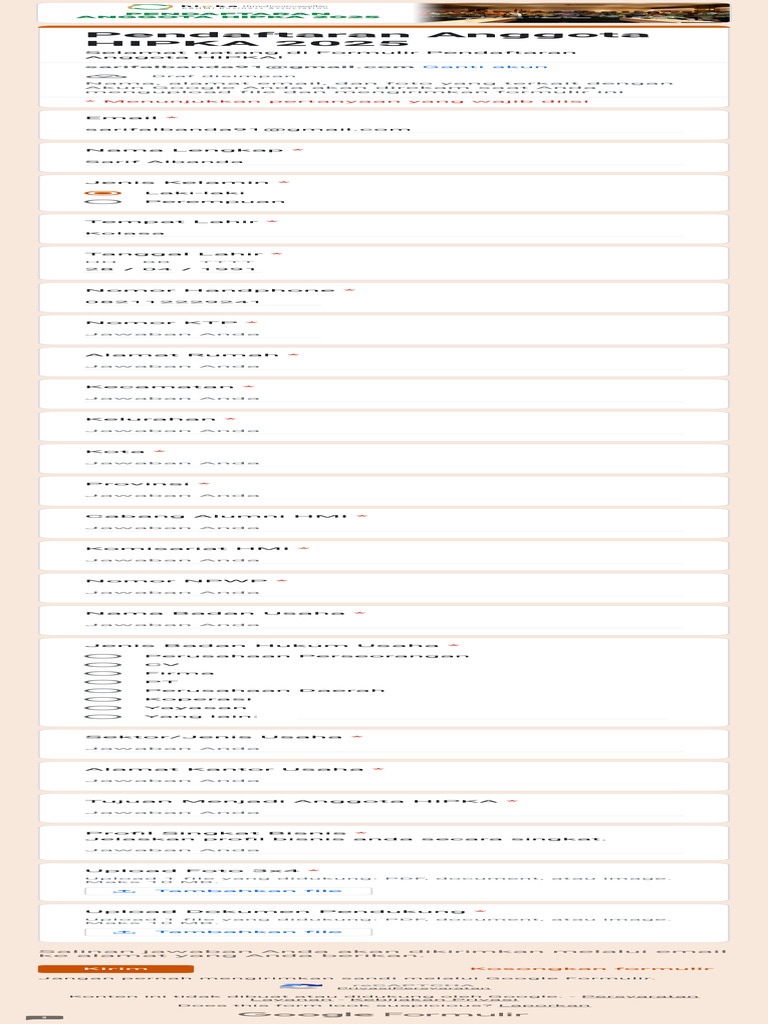 Pendaftaran Anggota HIPKA 2025 | PDF