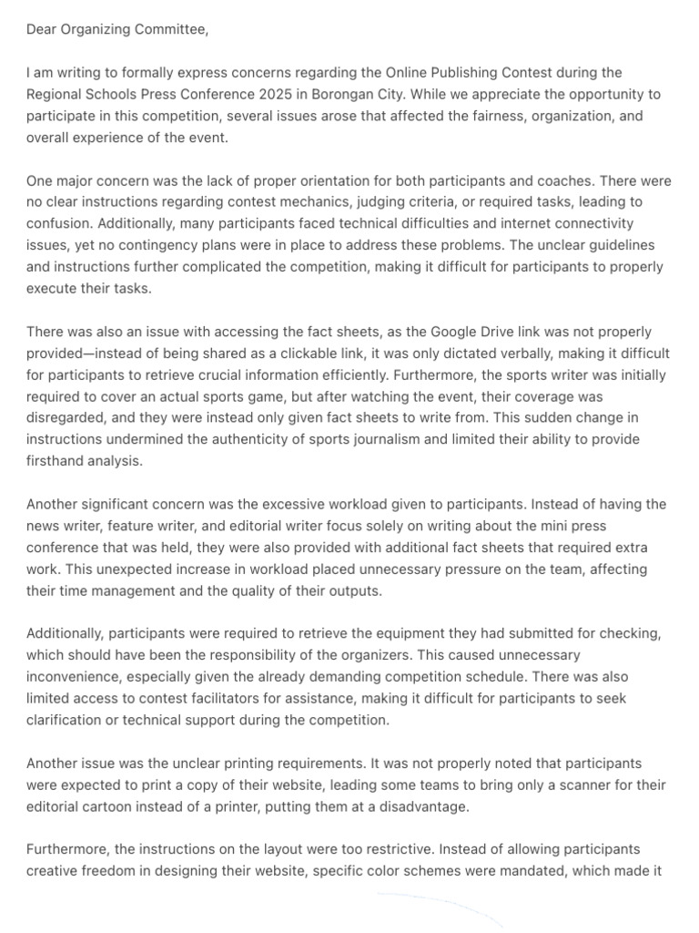 Dear Organizing Committee | PDF | Human Communication