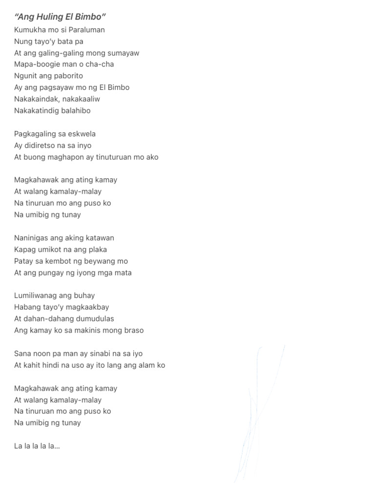 Ang Huling El Bimbo | PDF