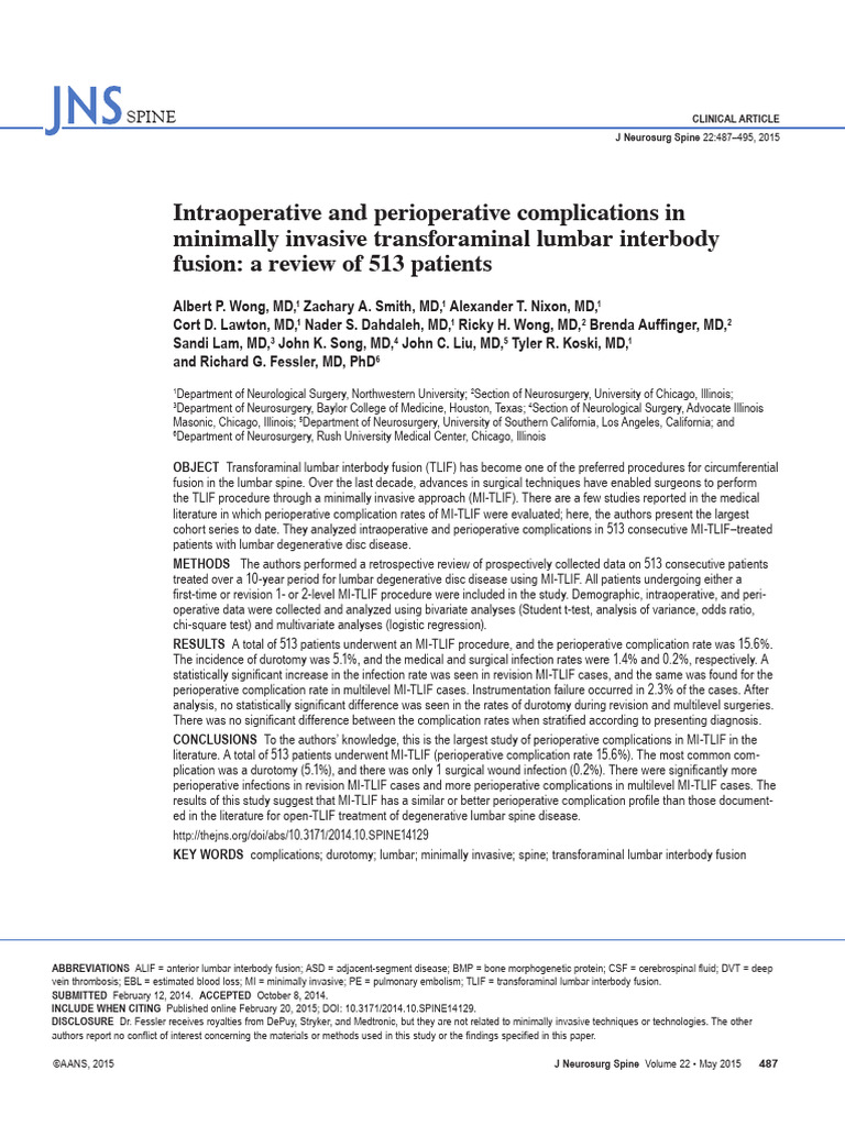 Intraoperative and Perioperative Complications in M | PDF ...