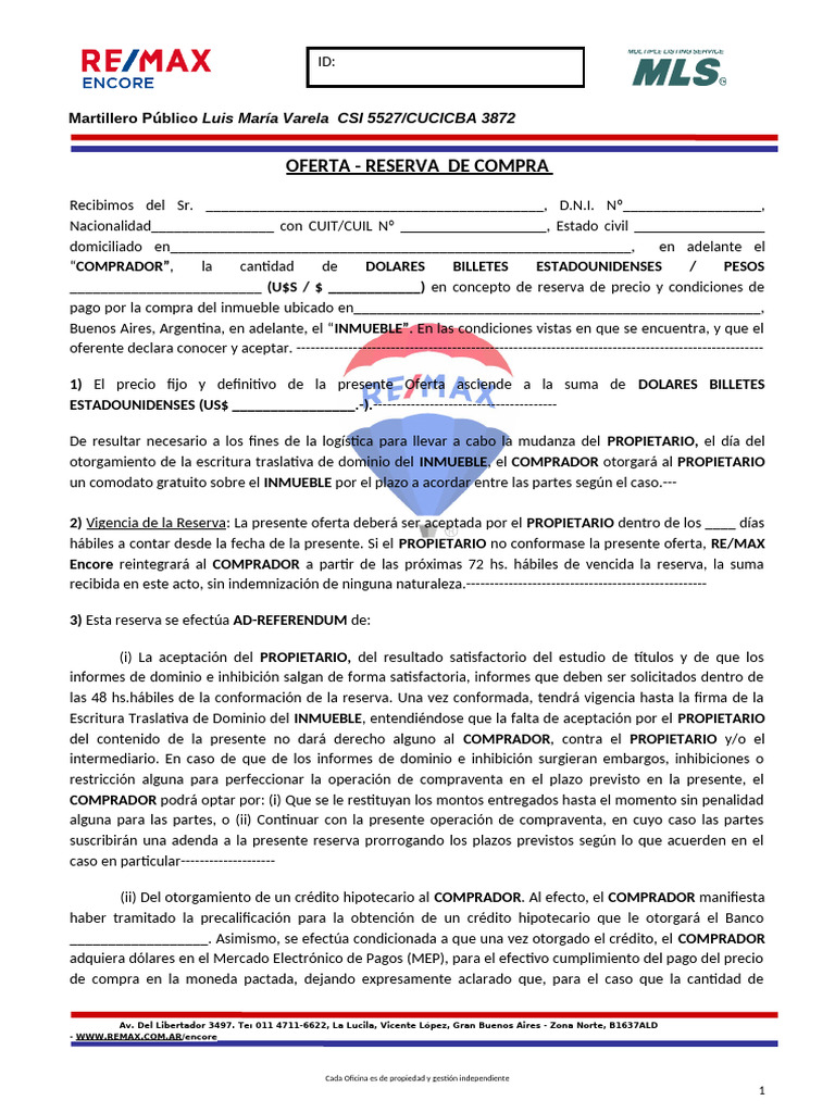 MODELO - RESERVA CON CREDITO HIPOTECARIO v.DNU (1) Pau | PDF | Bancos ...