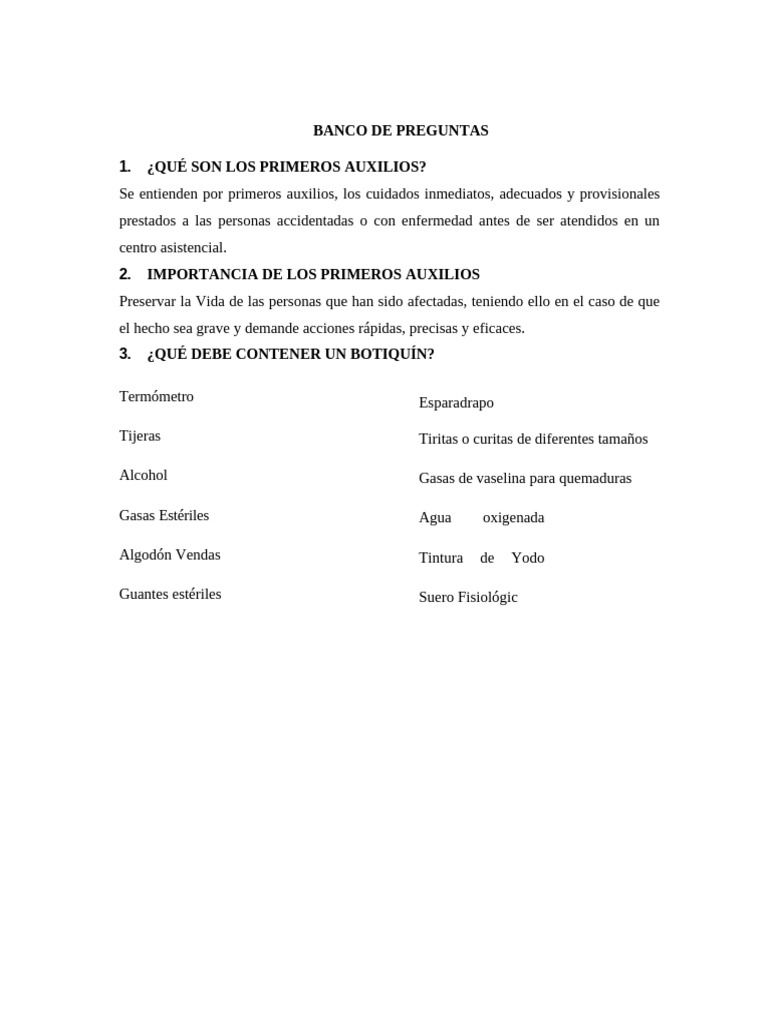 Banco de Preguntas 1-15 | PDF | Reanimación cardiopulmonar | Tórax