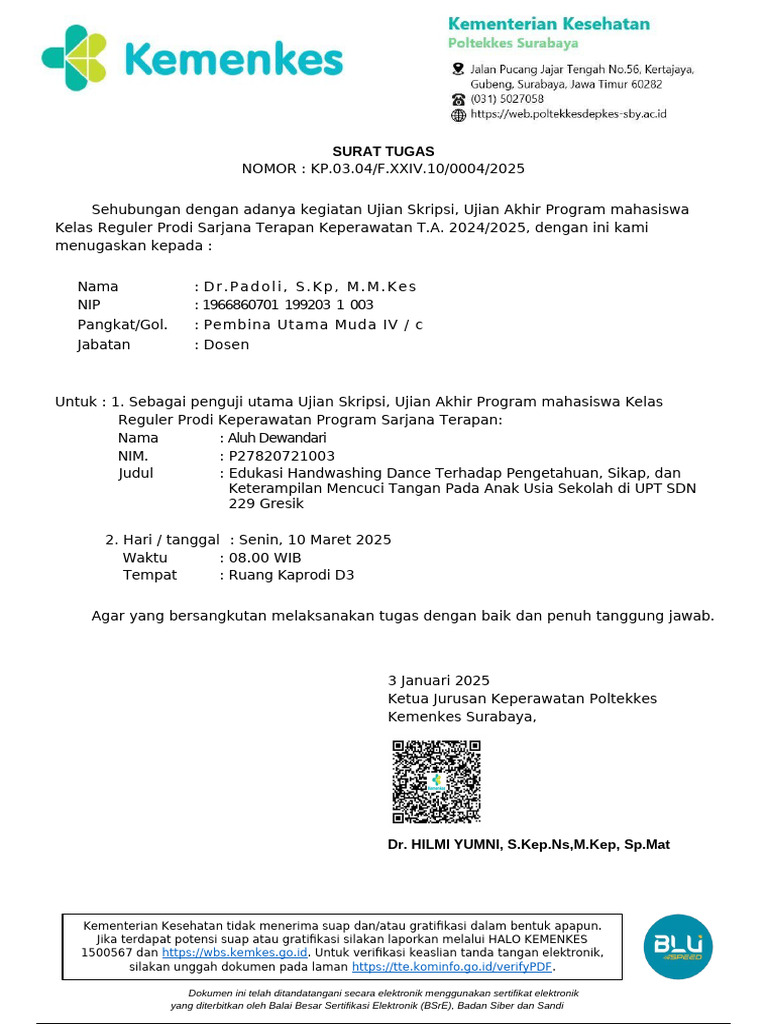 Surat Tugas Penguji Skripsi | PDF