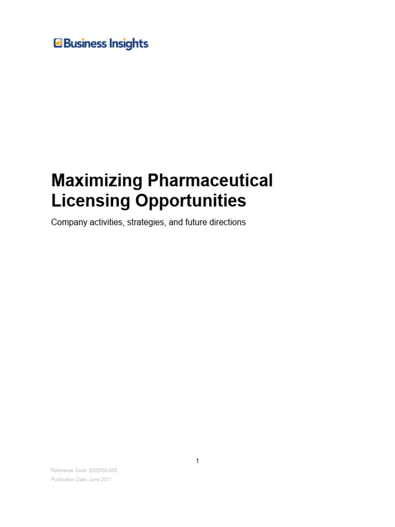 Maximizing Pharmaceutical Licensing Opportunities | PDF ...