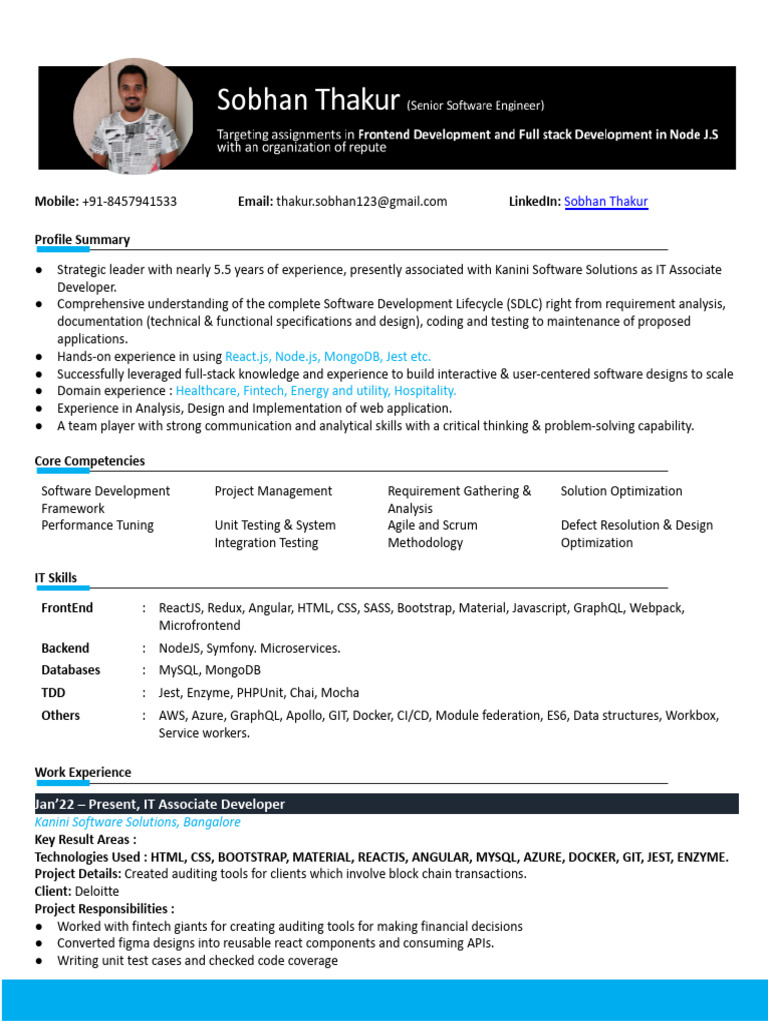 WW Sobhan Thakur Node FSD II 5.6yrs (1) | PDF | Bootstrap (Front End Framework) | Software ...