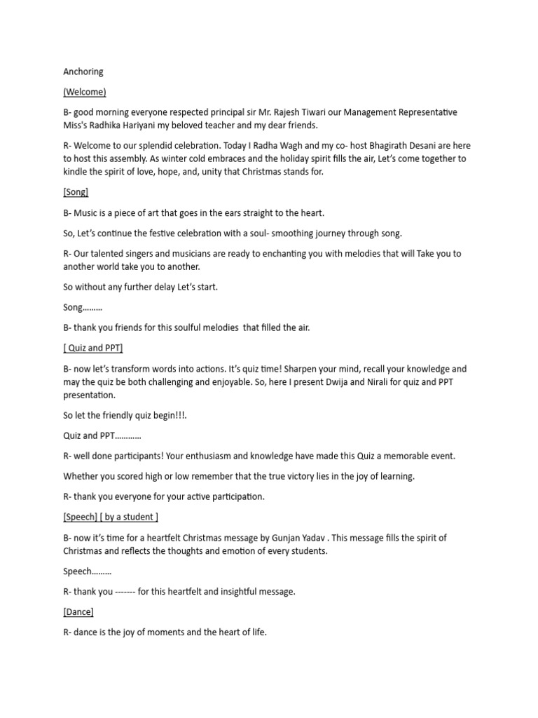 Radha Christmas Anchoring | PDF