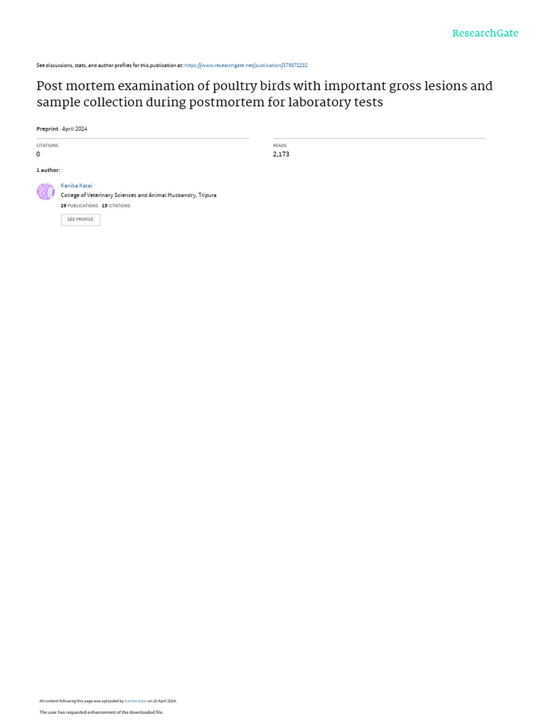 Poultry Necropsy Techniques and Lesions | PDF | Autopsy | Medical ...
