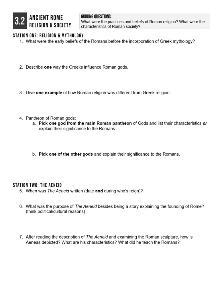 Roman Society and Religion Overview | PDF | Ancient Rome | Aeneid