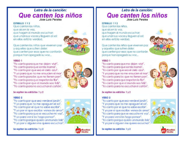 CANCION QUE CANTEN LOS NIÑOS | PDF