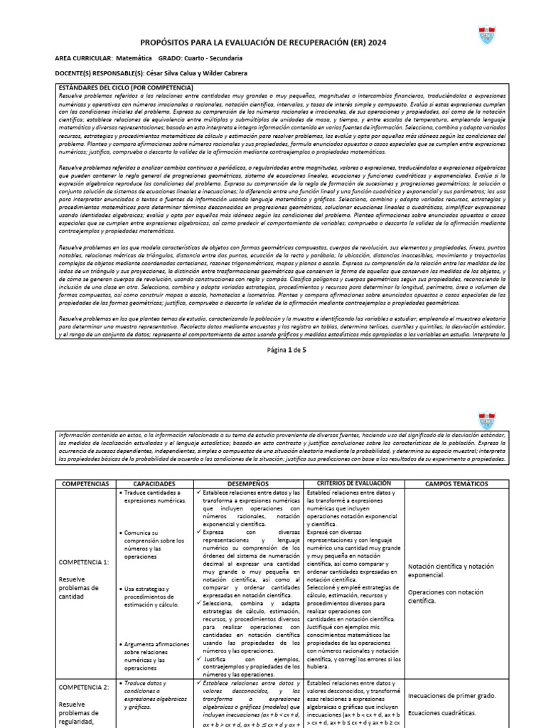 MAT PROP 4to | PDF | Ecuaciones | Geometría