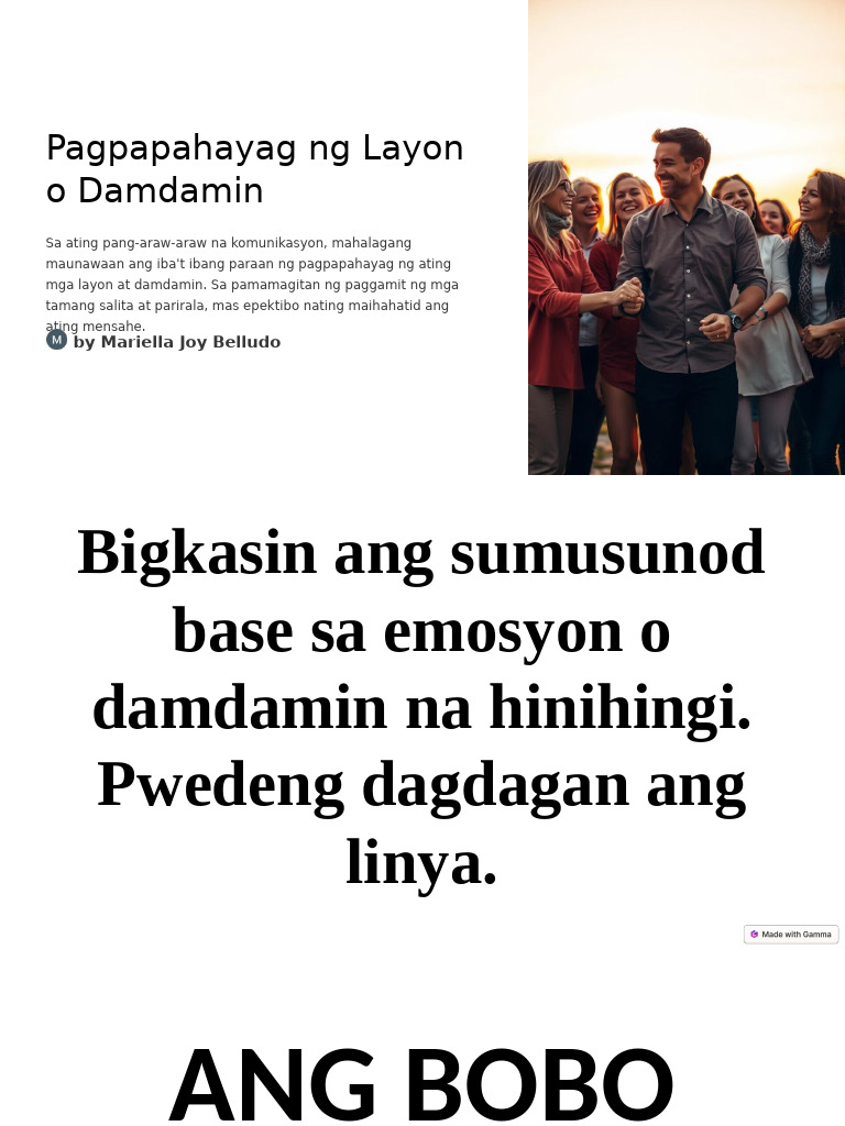 Pagpapahayag NG Layon o Damdamin | PDF