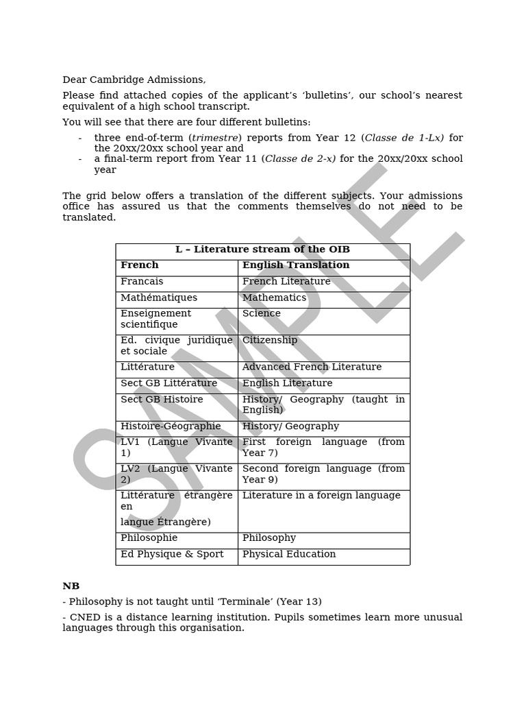 High School Transcript Covering Letter Sample | PDF