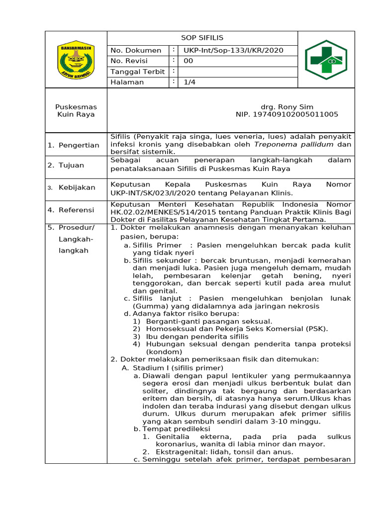 Panduan Penanganan Sifilis di Puskesmas | PDF