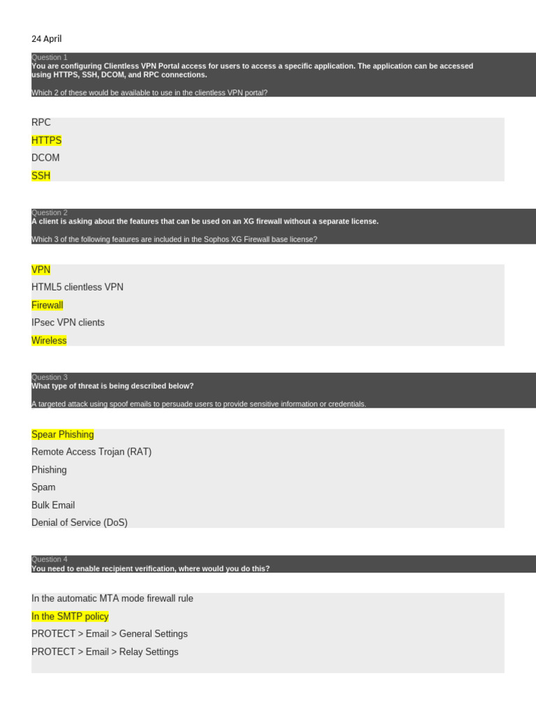 ET80-XG Firewall V17.5-Engineer Exam 17june | PDF | Computer Network | Firewall (Computing)