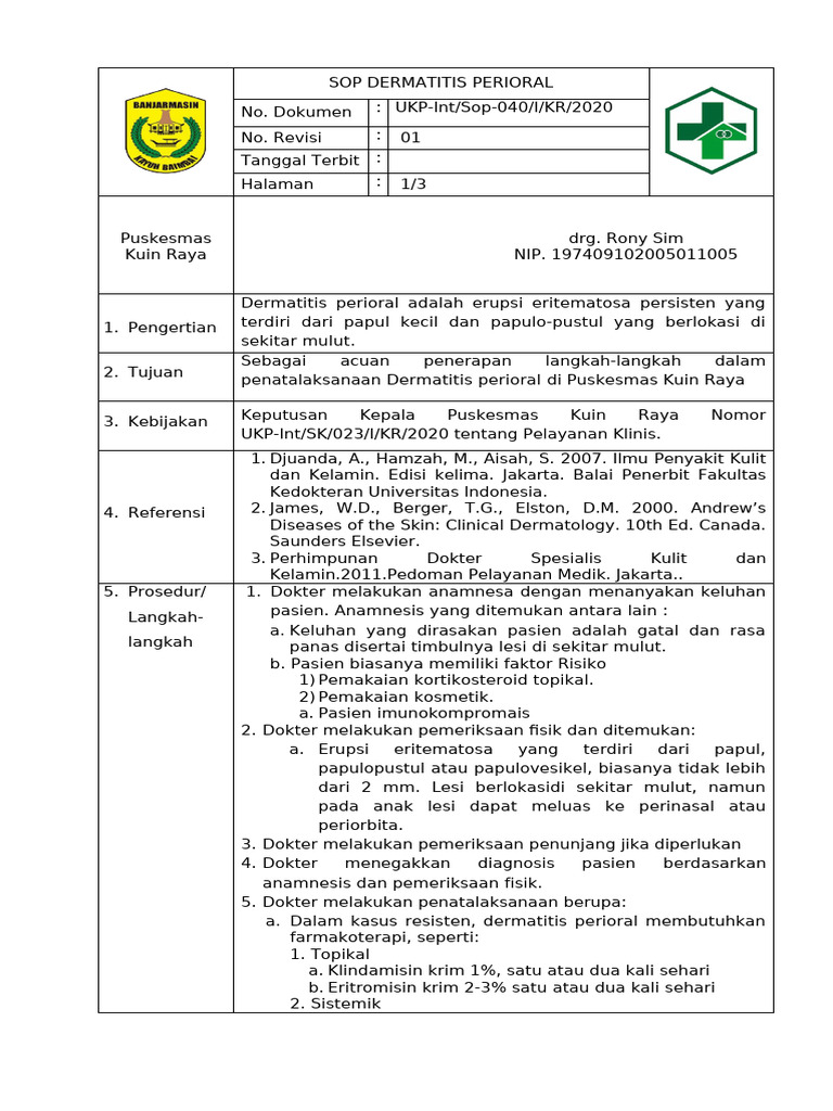 SOP Dermatitis Perioral | PDF