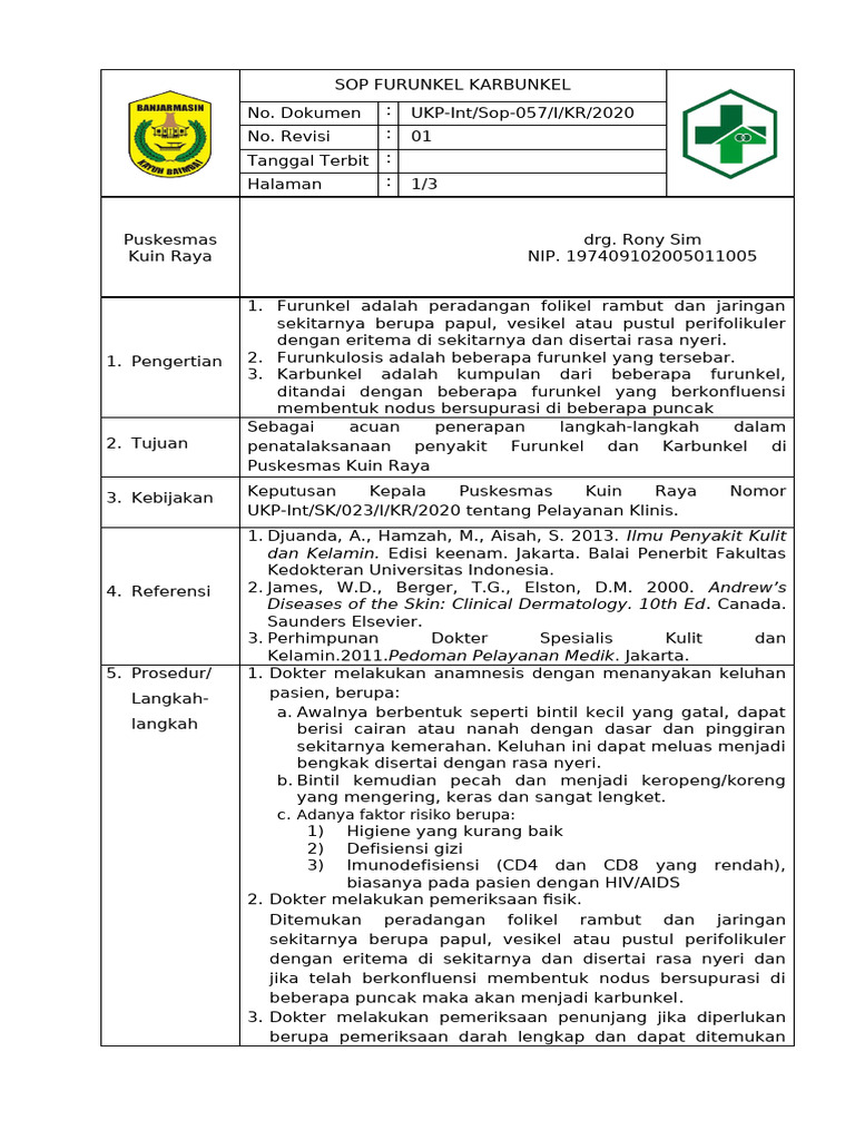 Prosedur Penanganan Furunkel dan Karbunkel | PDF