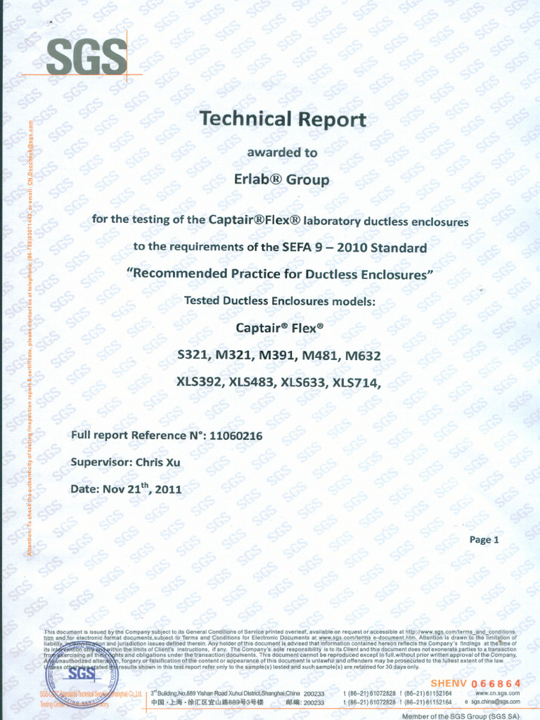 SGS report-SEFA Standard | PDF