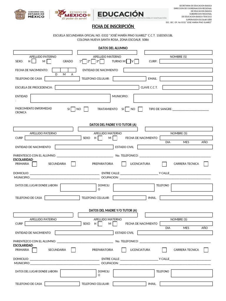 FICHA DE INSCRIPCIÓN CORREGIDA | PDF | Familia | Desarrollo humano