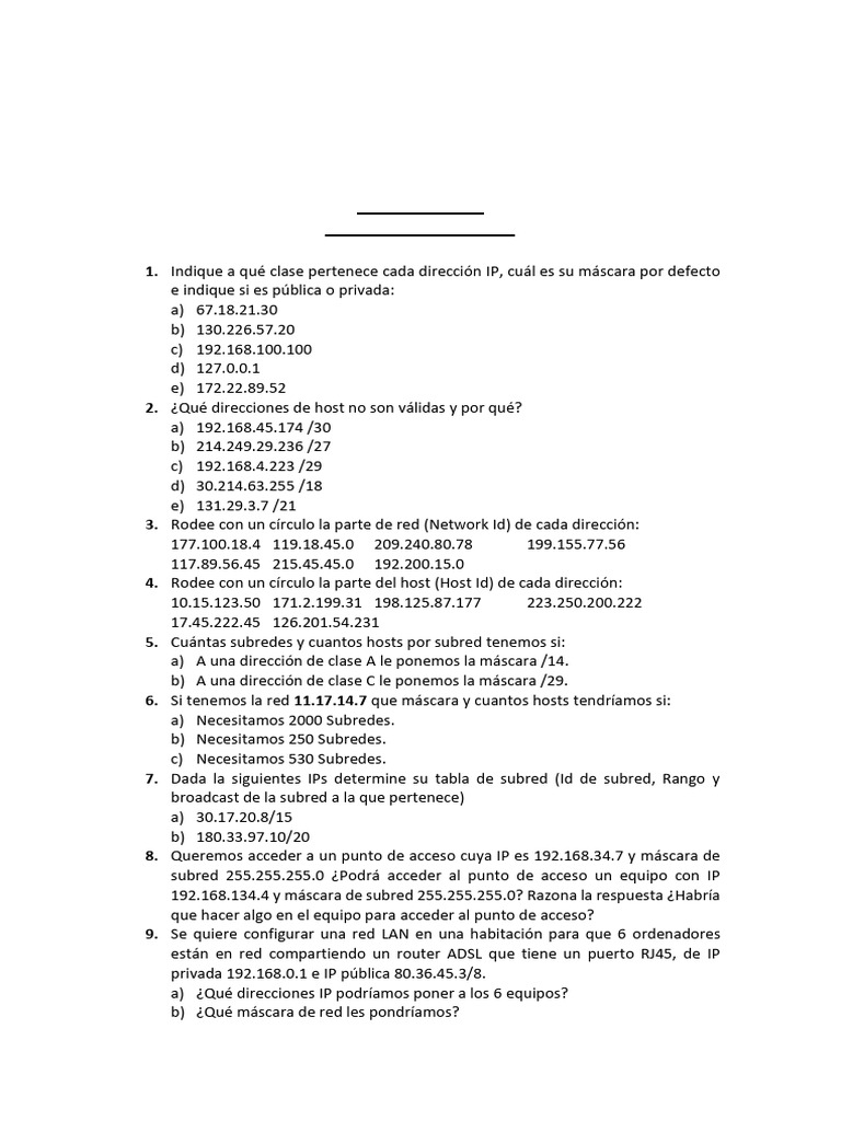 Practica IP - Redes Comp - 2024 - II | PDF | Dirección IP | Telecomunicaciones