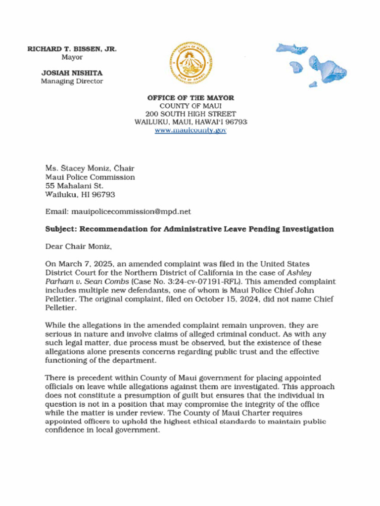 LETTER: Recommendation For Administrative Leave | PDF