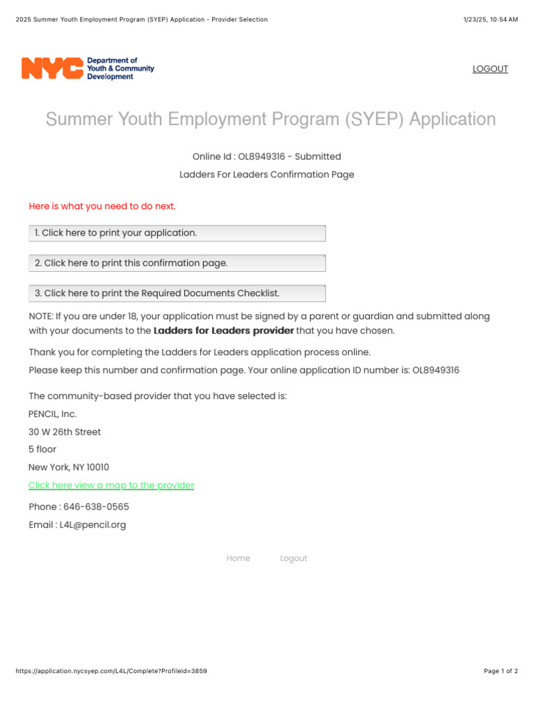 2025 Summer Youth Employment Program (SYEP) Application - Provider ...