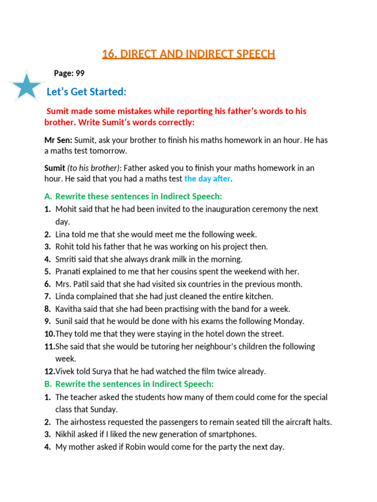 Direct and Indirect Speech | PDF