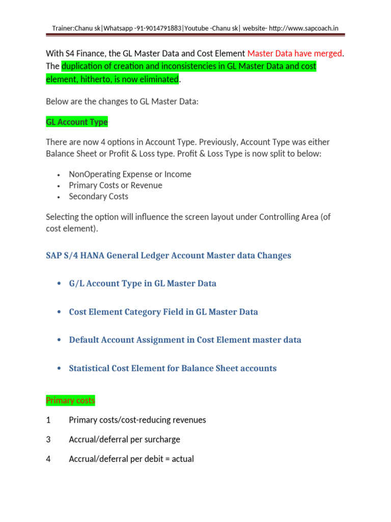 GL Master Data Changes in S4 Finance | PDF | Revenue | Receipt