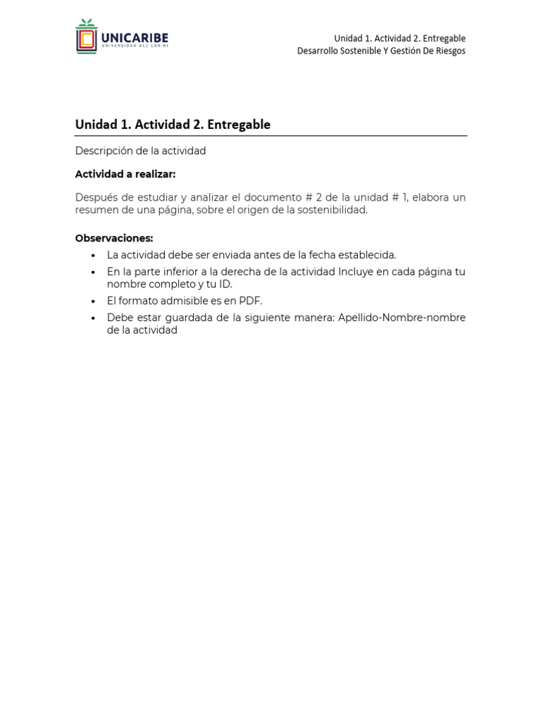 Unidad 1. Actividad 2. Entregable | PDF