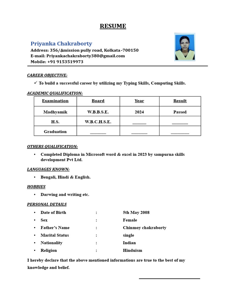 Priyanka CV | PDF