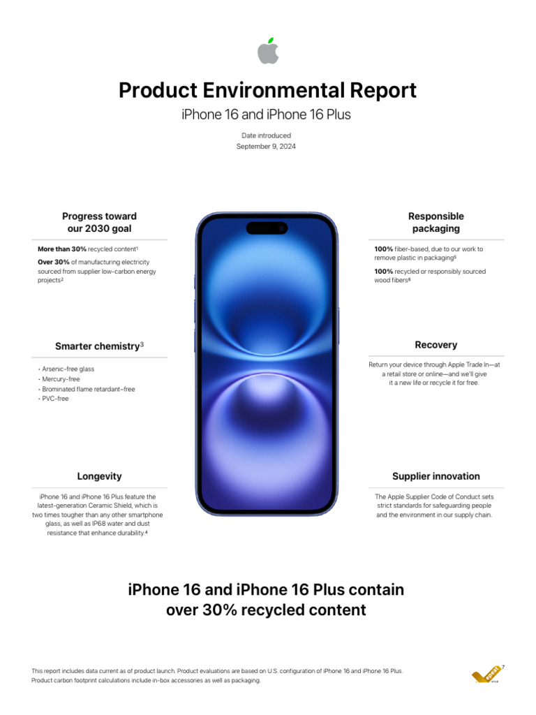 iPhone 16 Environmental Report Overview | PDF | Life Cycle Assessment ...